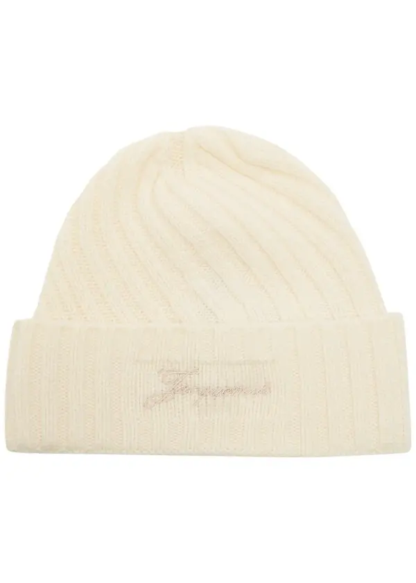 Jacquemus Le Bonnet Tourni Cashmere And Wool-blend Beanie - Off White