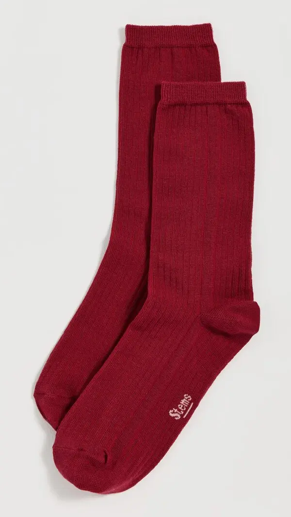 STEMS Cotton Cashmere Crew Socks - Red
