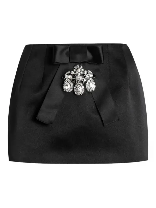 Dolce & Gabbana Bow-embellished Crystal Mini Skirt - Black