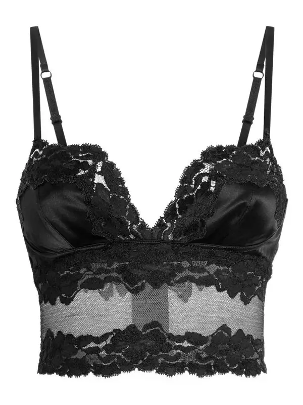 Dolce & Gabbana Lace-trimmed Satin Bra Top - Black