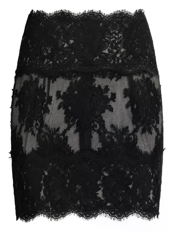 Dolce & Gabbana Lace Scallop Hem Mini Skirt - Black
