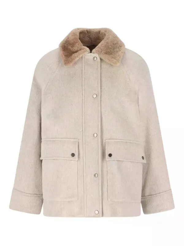 Brunello Cucinelli Wool Jacket With Faux-fur Collar