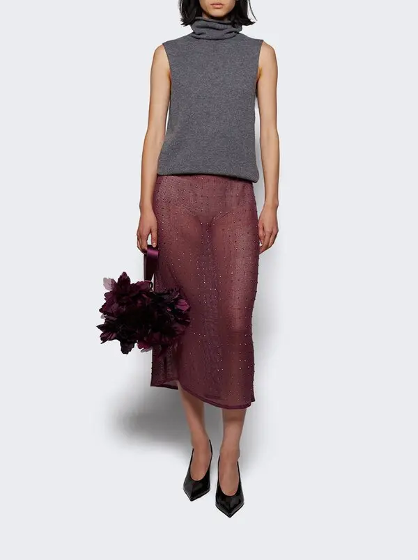 Zeynep Arçay Crystal-embellished Fishnet Pencil Skirt