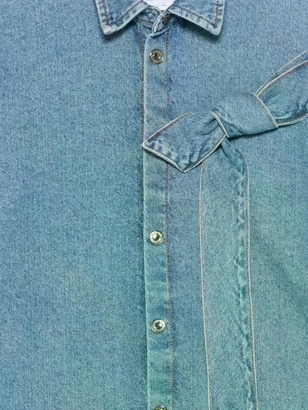 MSGM Bow-detail Denim Shirt