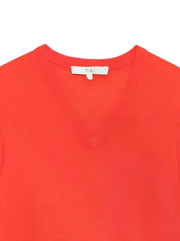 Tibi Long-sleeve V-neck Sweater