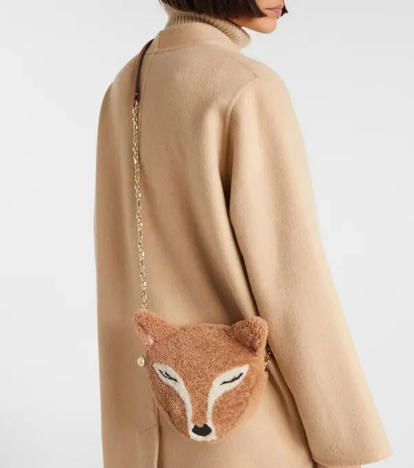 JIMMY CHOO Soft Fox Mini Shearling Shoulder Bag