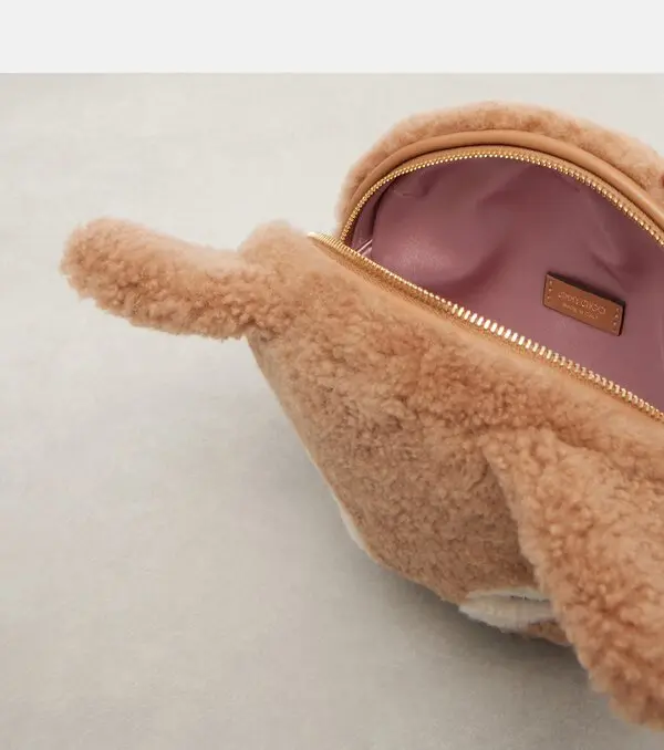 JIMMY CHOO Soft Fox Mini Shearling Shoulder Bag - Beige