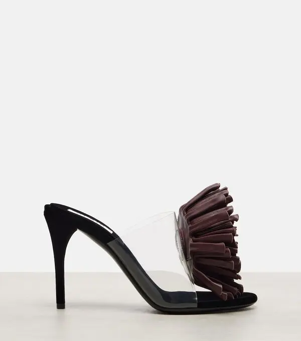 Alaïa Floral-appliqué Asymmetric Mules - Black