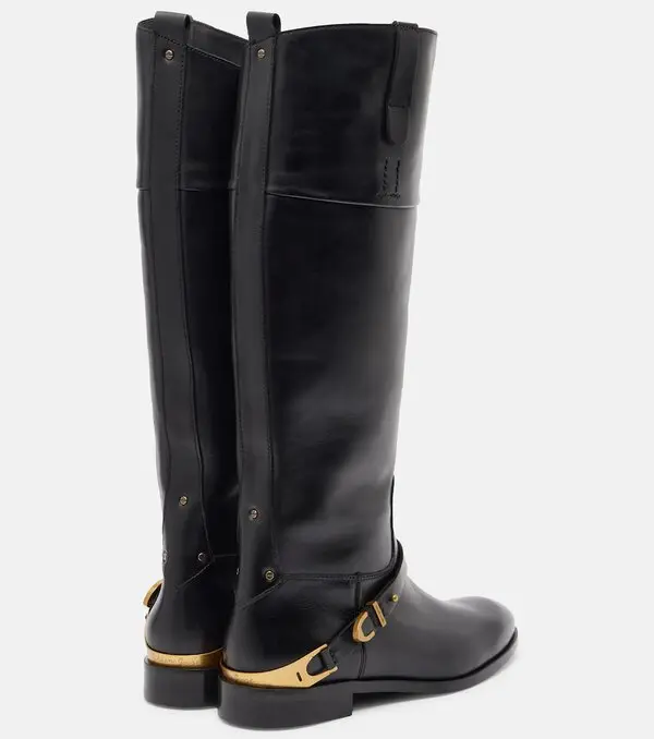 GOLDEN GOOSE Knee-high Leather Boots With Gold Tone Hardware
