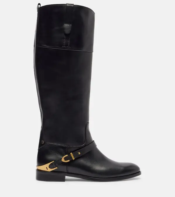 GOLDEN GOOSE Knee-high Leather Boots With Gold Tone Hardware