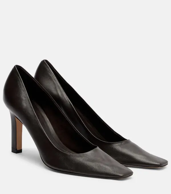 THE ROW Carla 80 Leather Pumps - Brown