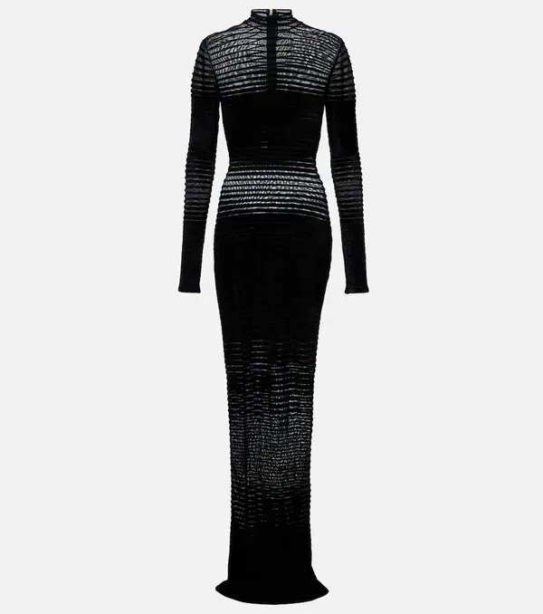 MUGLER Re/edit Semi-sheer Gown - Black