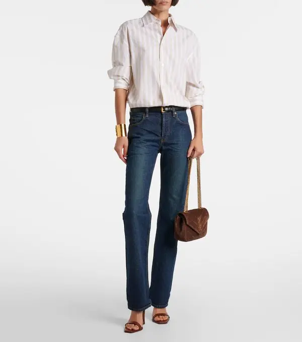 Saint Laurent Loulou Small Matelassé Suede Shoulder Bag - Brown