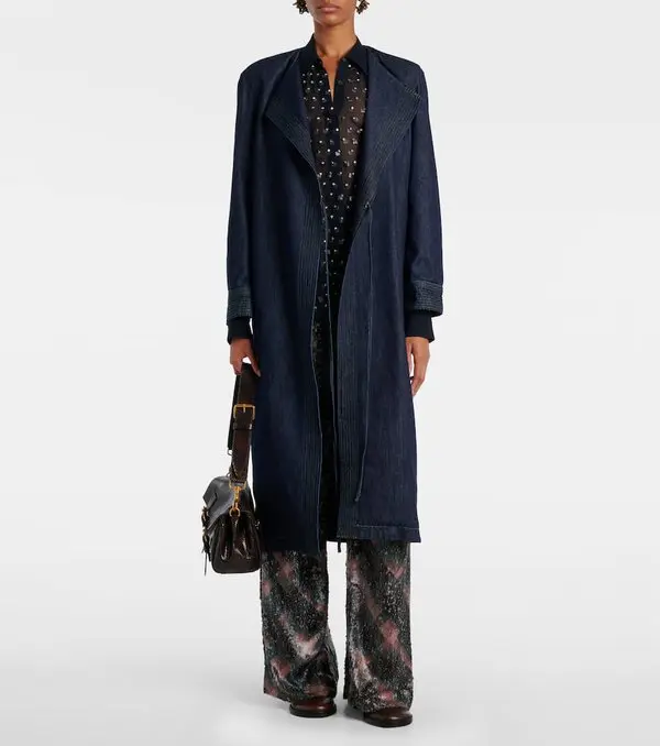 Dries Van Noten Denim Wrap Coat