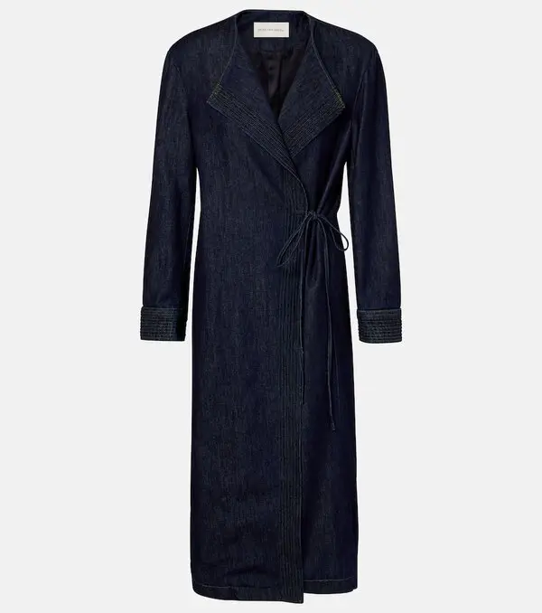 Dries Van Noten Denim Wrap Coat - Blue