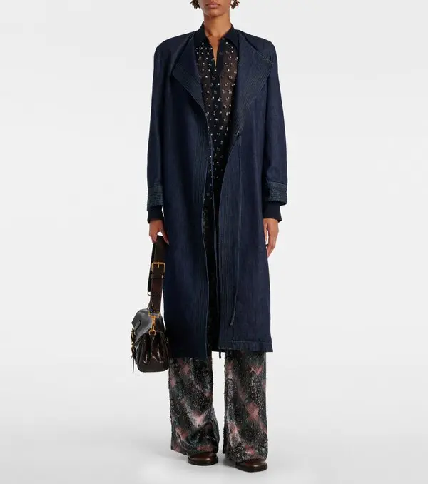 Dries Van Noten Denim Wrap Coat - Blue