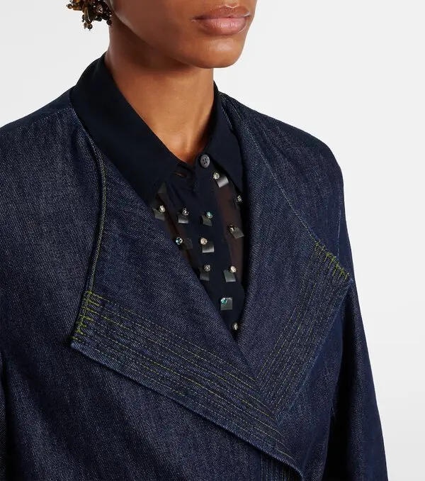 Dries Van Noten Denim Wrap Coat - Blue