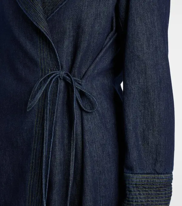 Dries Van Noten Denim Wrap Coat - Blue