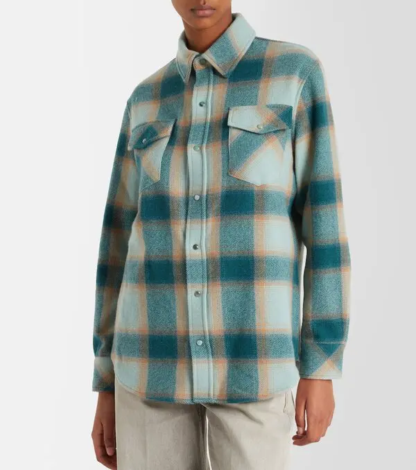 GOD'S TRUE CASHMERE Checked Cashmere Overshirt - Green