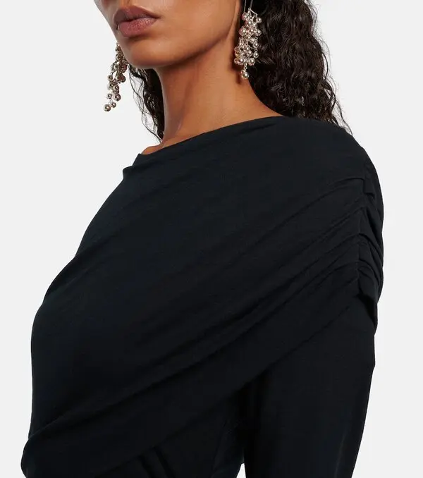 MARANT ETOILE Denise Draped Jersey Minidress - Black