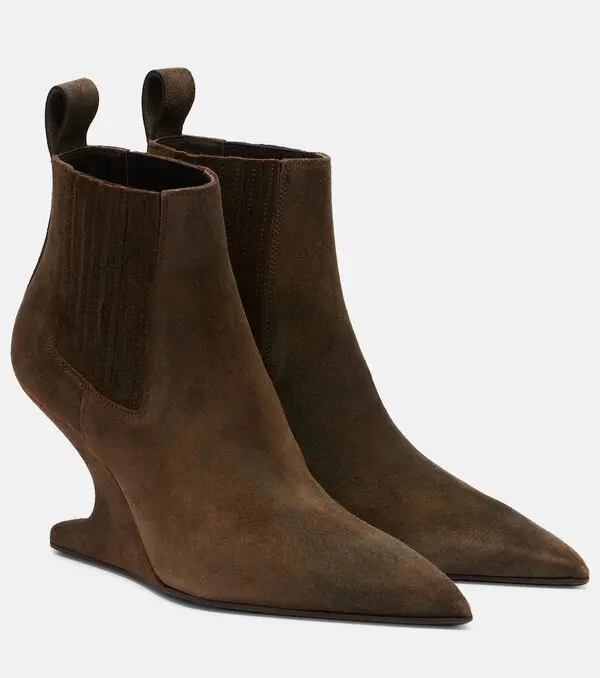 Rick Owens Suede Ankle Boots - Brown