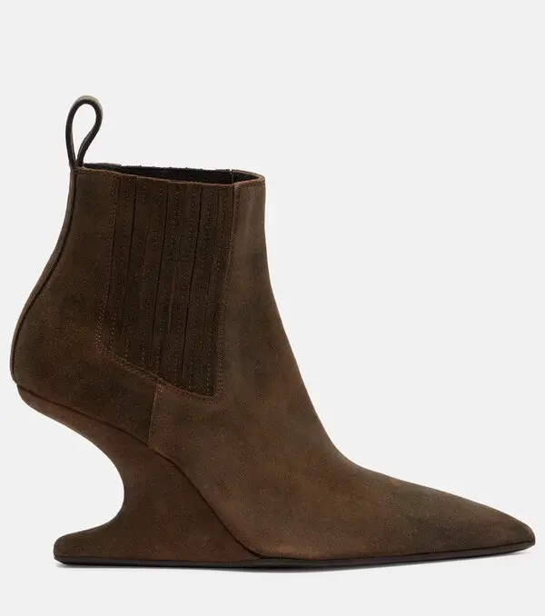 Rick Owens Suede Ankle Boots - Brown