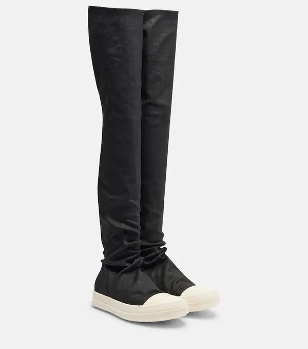 Rick Owens Coated Denim Over-the-knee Boots