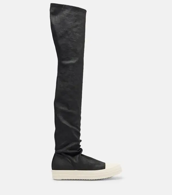 Rick Owens Coated Denim Over-the-knee Boots