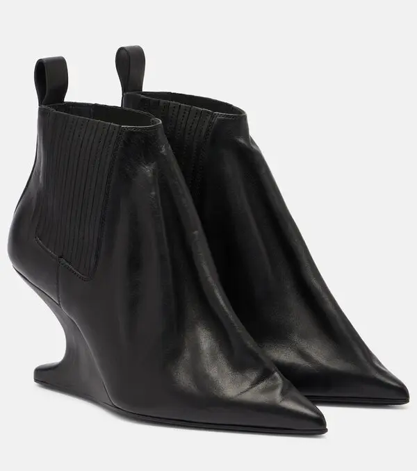 Rick Owens Leather Ankle Boots - Black