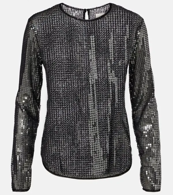 Isabel Marant Sequined Long Sleeve Top - Silver