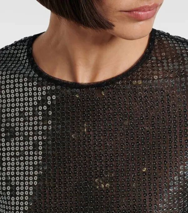 Isabel Marant Sequined Long Sleeve Top - Silver