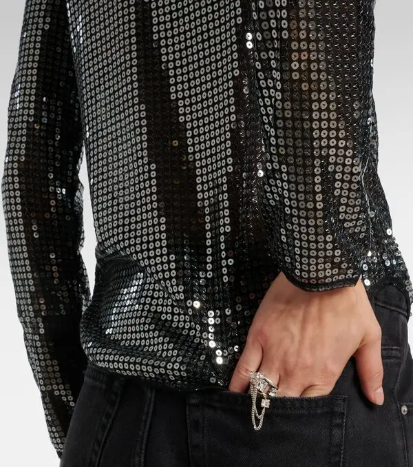 Isabel Marant Sequined Long Sleeve Top - Silver