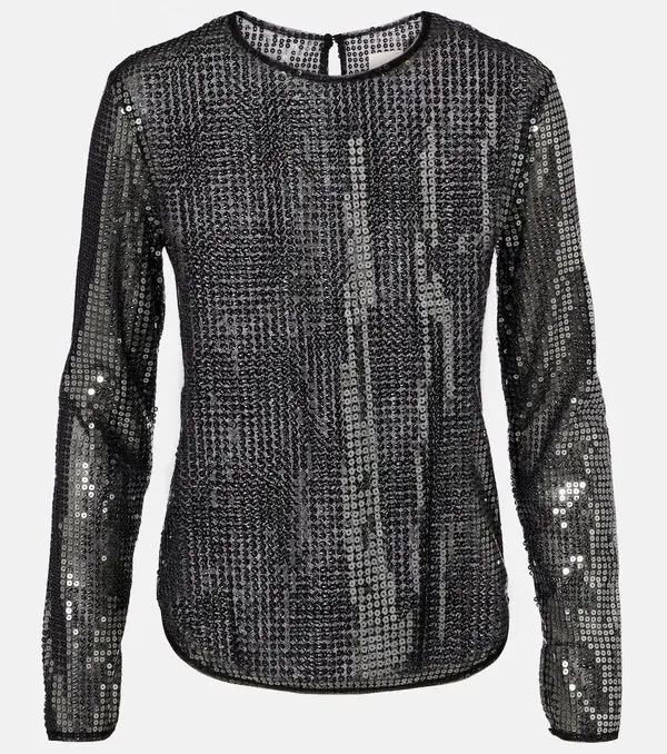 Isabel Marant Étoile Sequined Long Sleeve Top - Silver