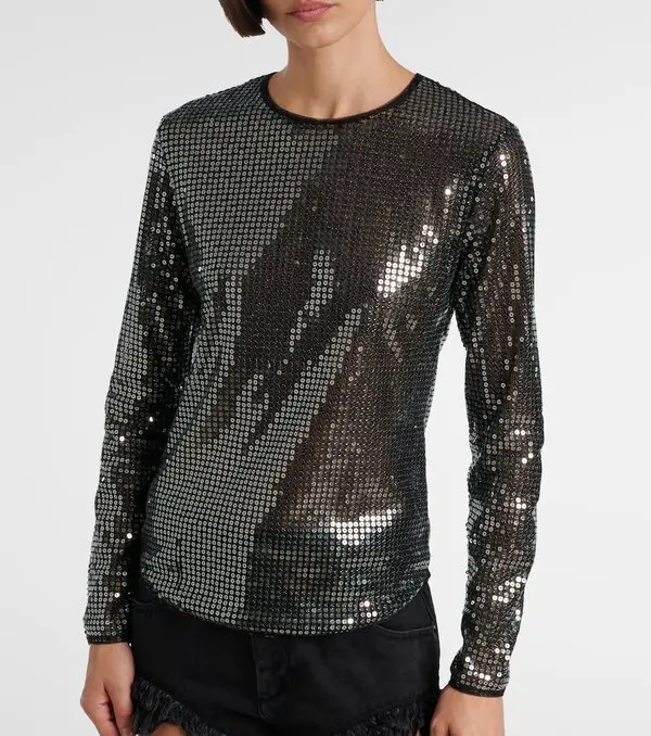 Isabel Marant Étoile Sequined Long Sleeve Top - Silver