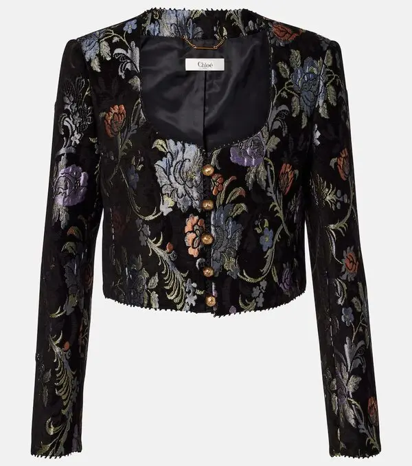 Chloé Cropped Embroidered Jacket - Black
