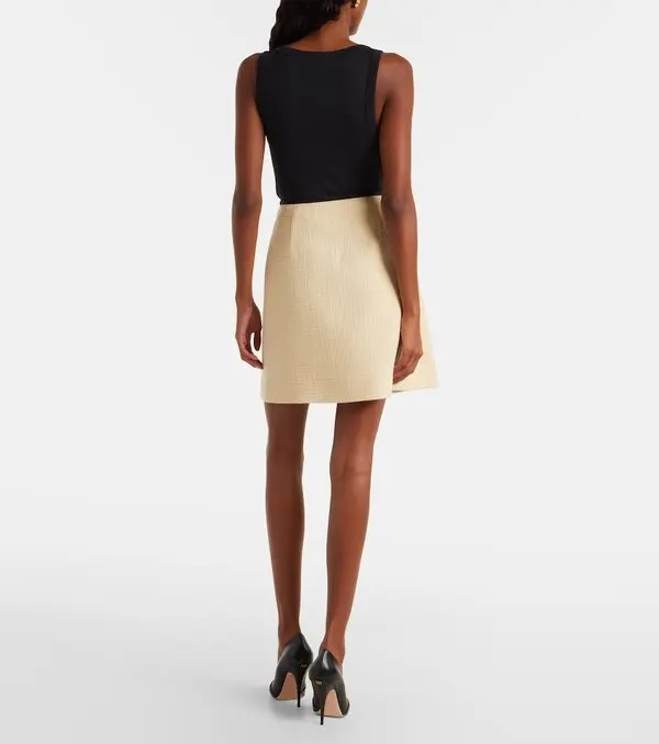 Valentino Garavani Wool-blend Tweed Miniskirt With Bow Detail - Beige