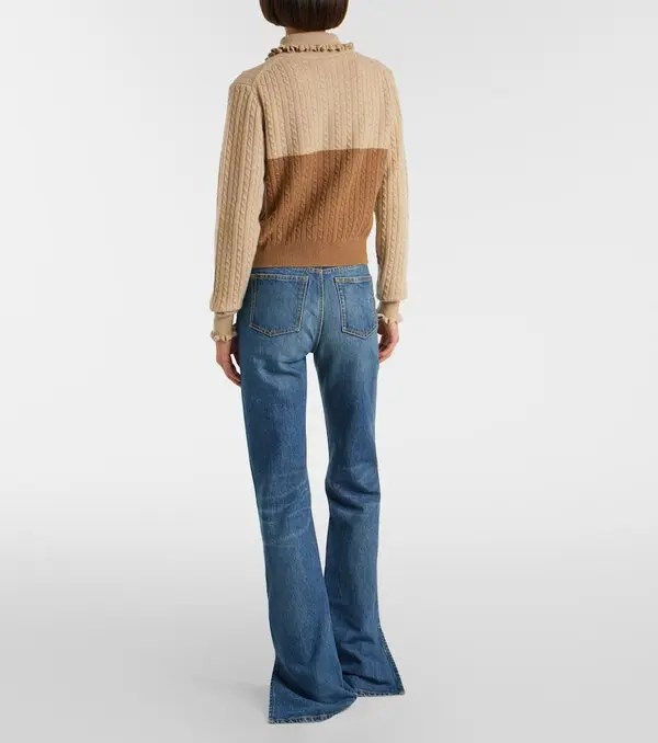 Chloé Cable-knit Wool And Cashmere Polo Sweater