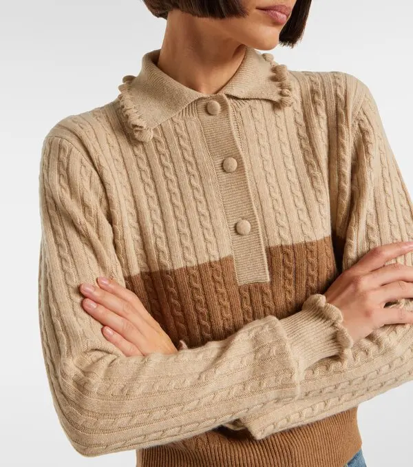 Chloé Cable-knit Wool And Cashmere Polo Sweater