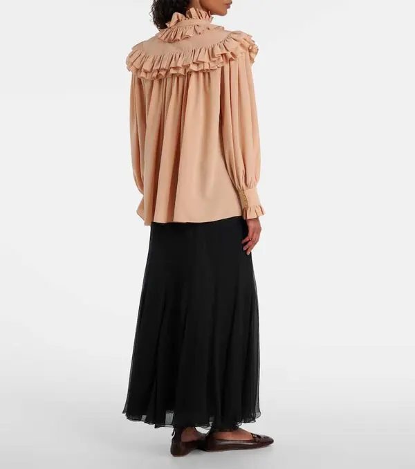 Chloé Ruffled Silk Crêpe De Chine Blouse - Pink