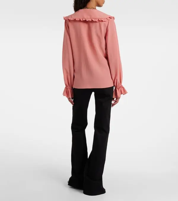 Chloé Ruffled Silk Crêpe De Chine Blouse - Pink