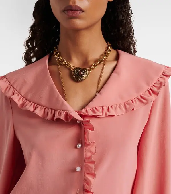 Chloé Ruffled Silk Crêpe De Chine Blouse - Pink