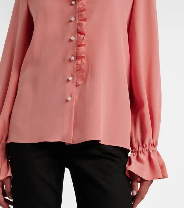 Chloé Ruffled Silk Crêpe De Chine Blouse - Pink
