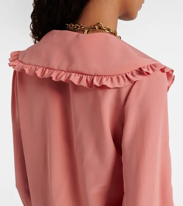 Chloé Ruffled Silk Crêpe De Chine Blouse - Pink