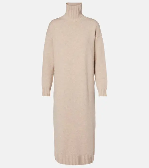 Max Mara Cashmere Turtleneck Sweater Dress - Beige