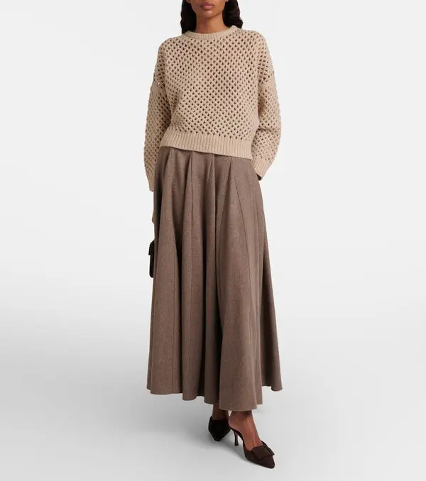 Max Mara Essen Open-knit Sweater - Beige