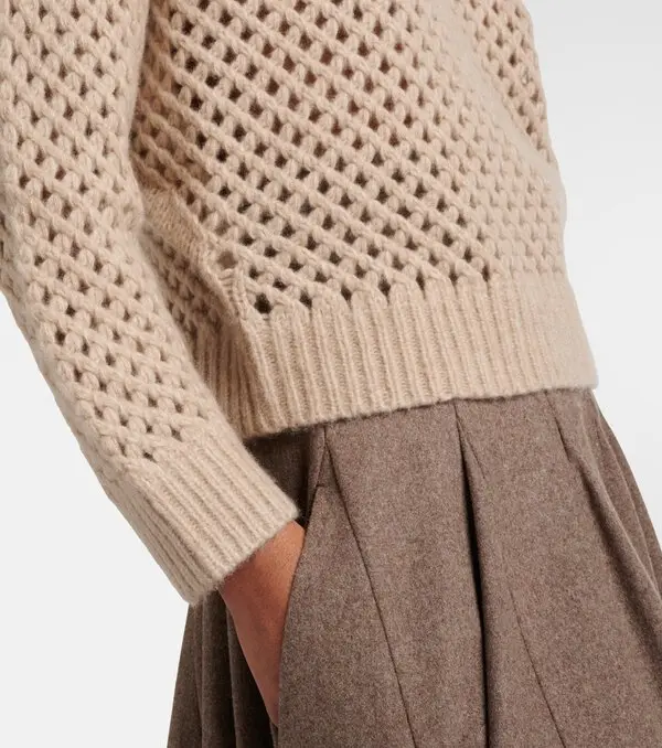 Max Mara Essen Open-knit Sweater - Beige