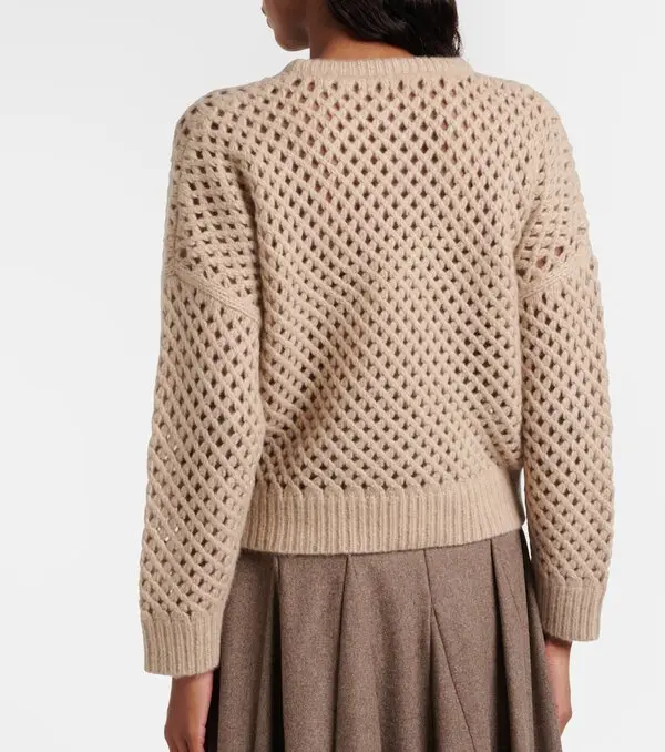 Max Mara Essen Open-knit Sweater - Beige