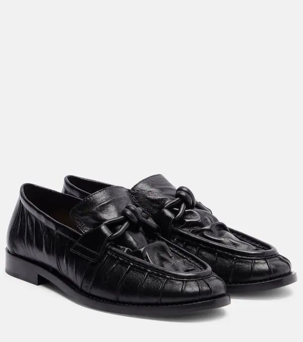 Bottega Veneta Astaire Knot Leather Loafers - Black