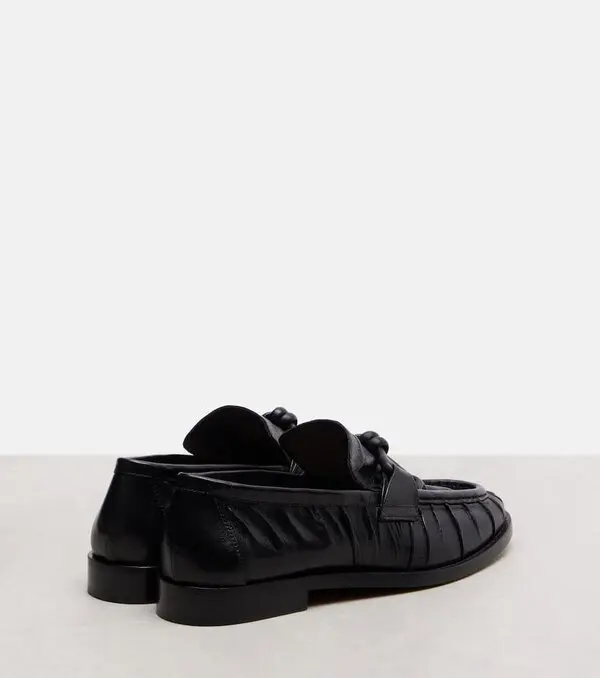 Bottega Veneta Astaire Knot Leather Loafers - Black
