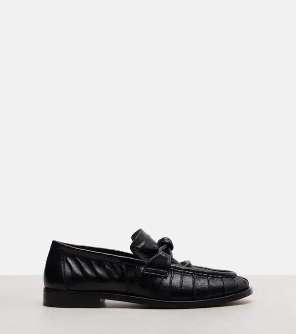 Bottega Veneta Astaire Knot Leather Loafers - Black